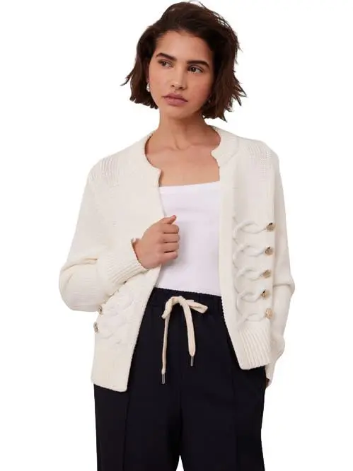 Mint Velvet Military Knit Jacket - Ivory