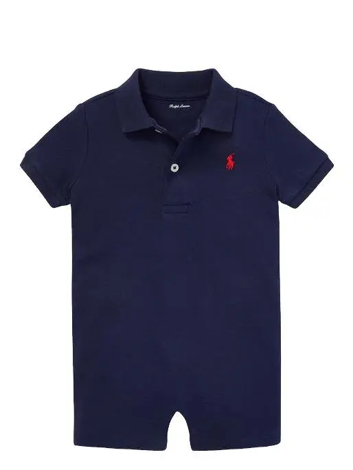 Ralph Lauren Cotton Interlock Polo Romper - French Navy
