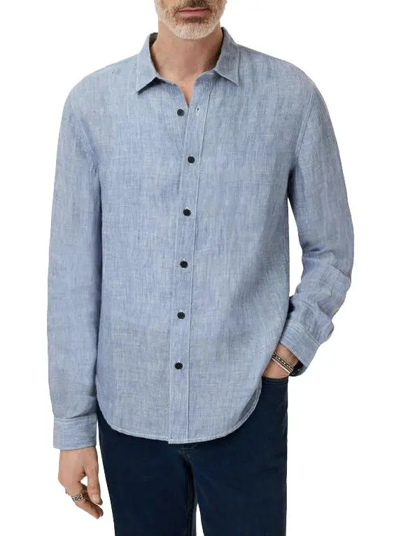 John Varvatos Ben Linen Button-up Shirt - Fountain Heather