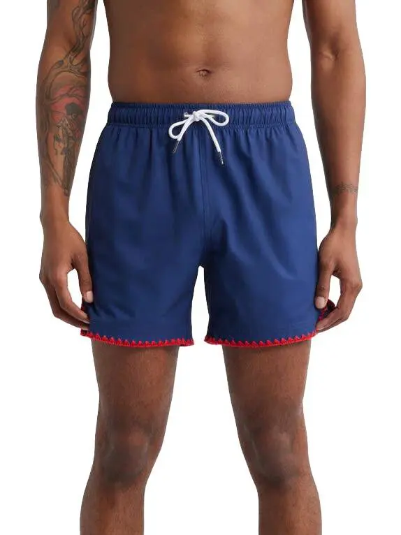 MAVRANS Stitch Waterproof Swim Trunks - Blue