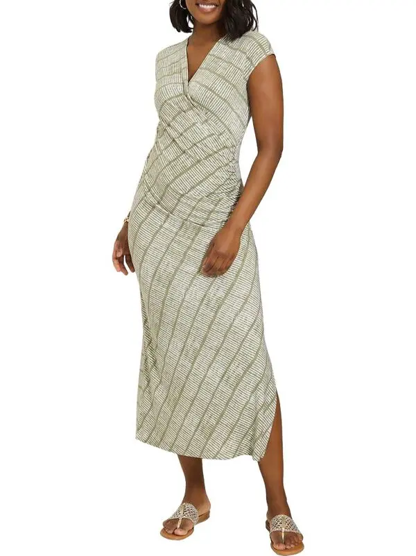 Tommy Bahama Striped Faux Wrap Maxi Dress - Dusty Thyme
