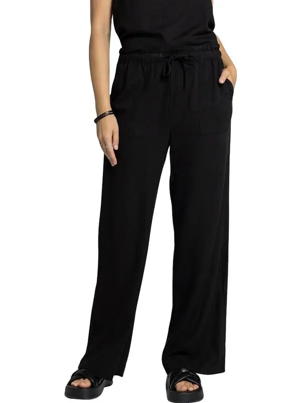 THREAD & SUPPLY Arcadia Drawstring Wide Leg Pants - Black