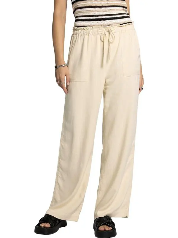 THREAD & SUPPLY Arcadia Drawstring Wide Leg Pants - White Swan
