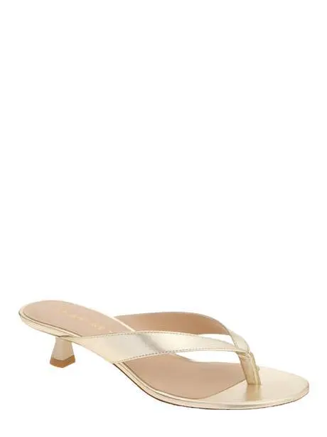 STUART WEITZMAN Rio Kitten Heel Sandal - Light Gold