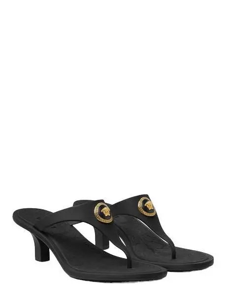 Versace Alia Medusa T-strap Sandal - Black-versace Gold