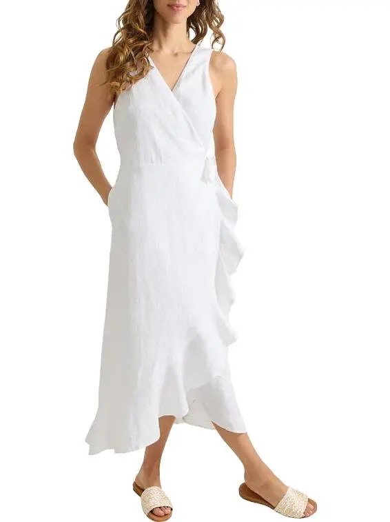 Tommy Bahama Sleeveless Linen Wrap Dress - White