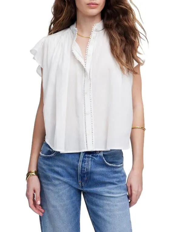 Madewell Circle Trim Flutter Sleeve Shirt - White