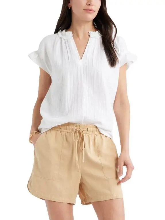 Caslon Cotton Gauze Ruffle Top - White