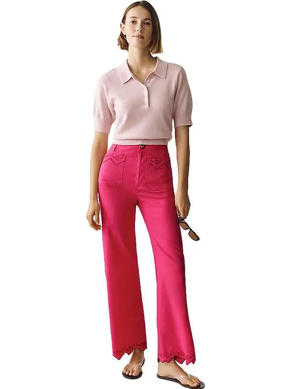 Maeve The Colette Lace Trim Full-length Wide-leg Pants - Beetroot Purple