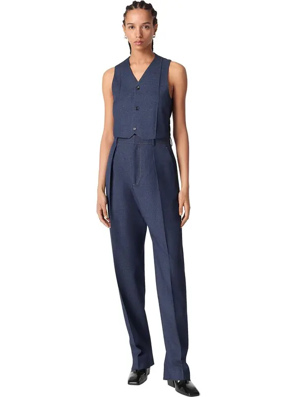 Bottega Veneta Melange Wool Drill Pants - Dark Indigo