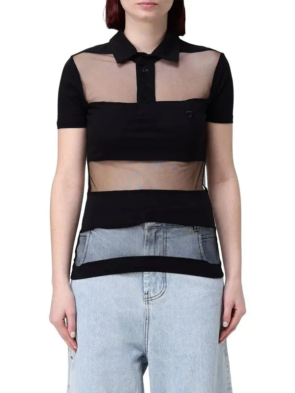 Coperni Sheer Panel Polo Shirt - Black