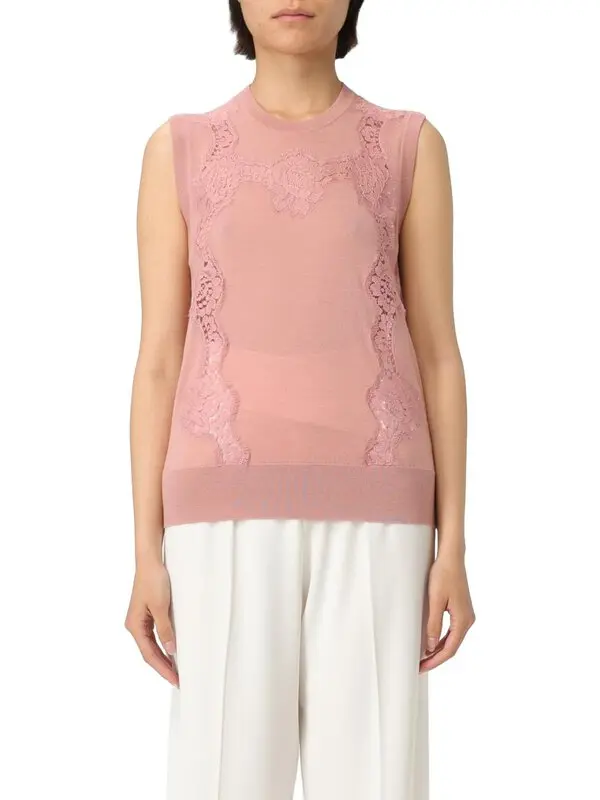 Dolce & Gabbana Lace Detailed Knit Top - Pink