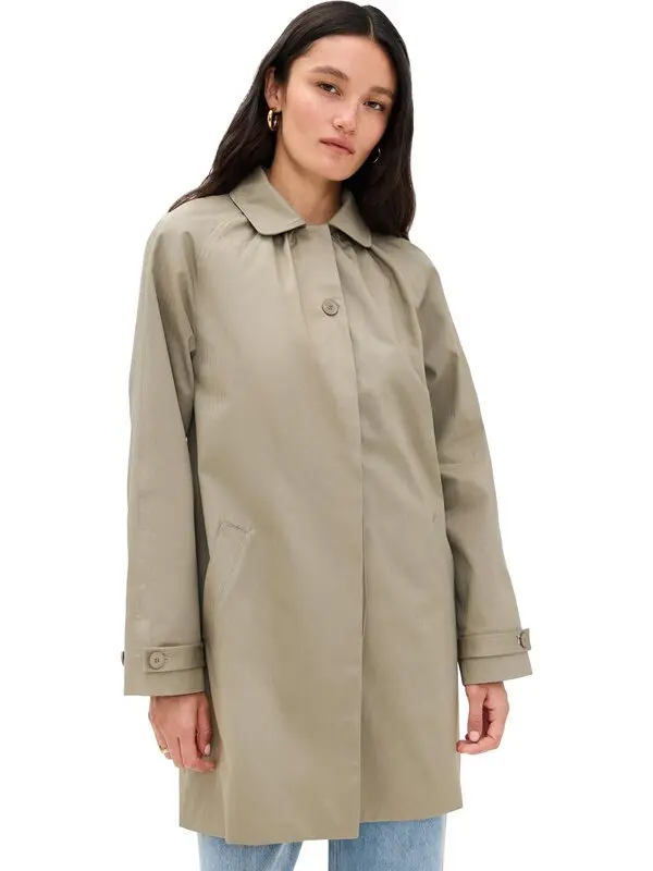 PEACHY DEN Buttoned Trench Coat - Sage
