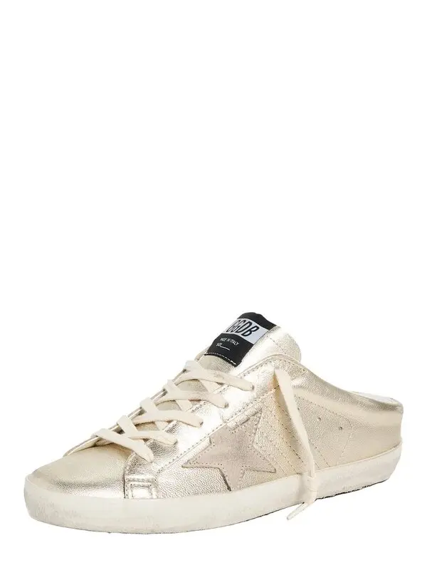 Golden Goose Super-star Sabot Laminated Sneakers - Platinum/beige