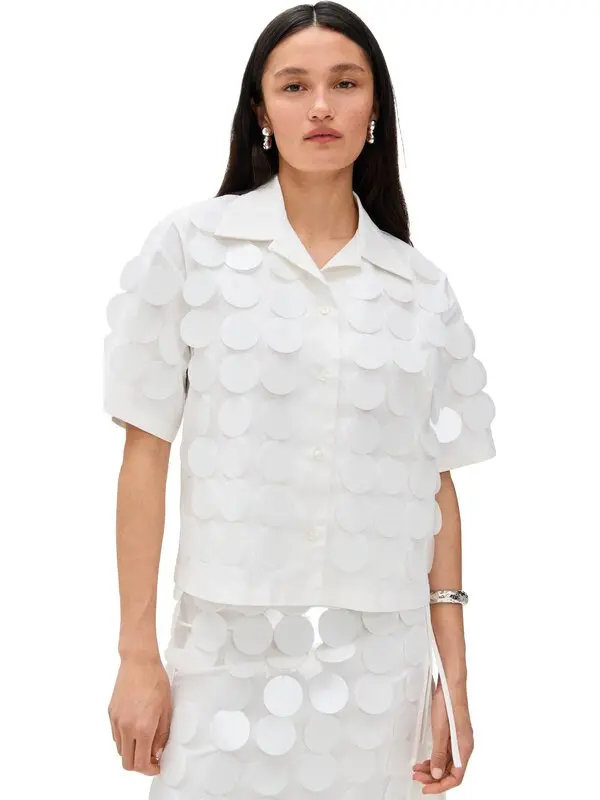 MSGM Paillettes Collar Blouse - White