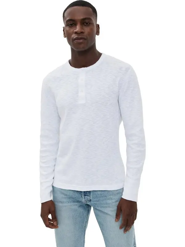 Reigning Champ 1x1 Slub Slim Henley - White