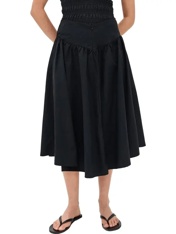 PEACHY DEN Drop Basque Waist Skirt - Onyx