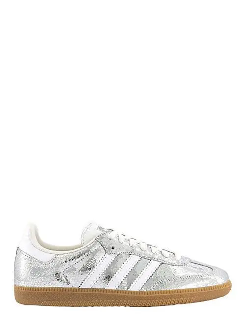Adidas Samba Og Metallic Leather Sneakers - Silver Metalic White Whi