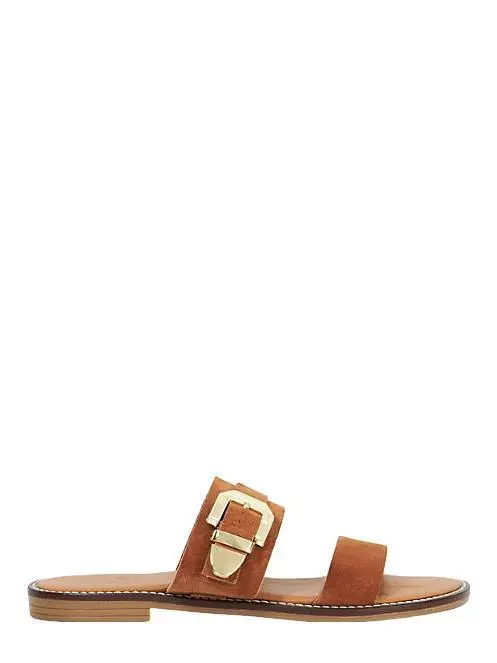 DUNE Lawe Suede Sandals - Tan Suede