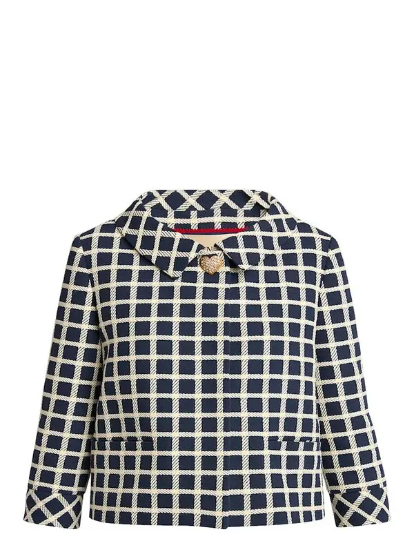 Valentino Garavani Window Check Heart Button Jacket - Blkwht