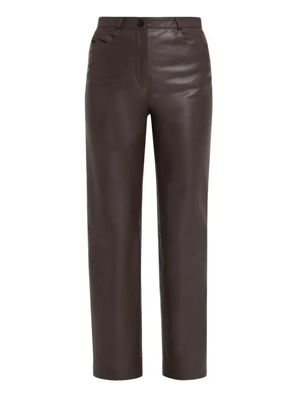 Loulou De Saison Cobe Leather Straight-leg Pants - Coffee