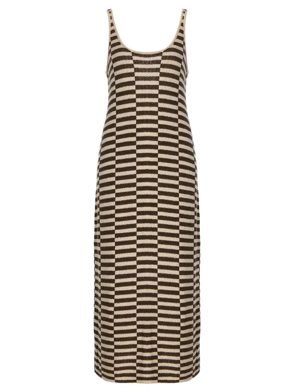 ZULU & ZEPHYR Textured Knit Cotton-blend Dress - Brown