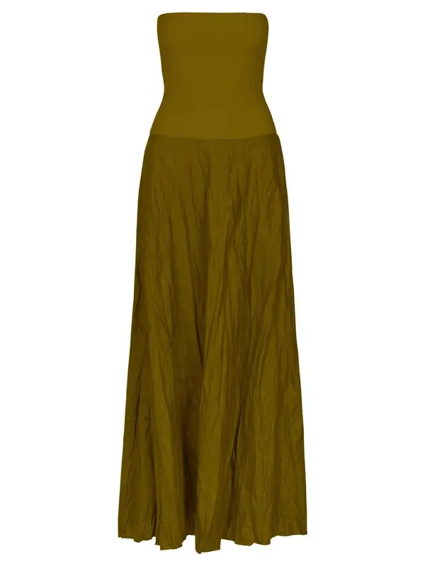 Johanna Ortiz Convertible Linen-blend Maxi Dress - Green