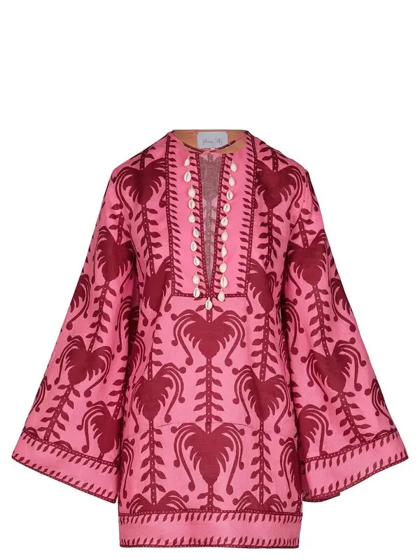 Johanna Ortiz Wild Savannah Printed Linen Mini Dress - Pink
