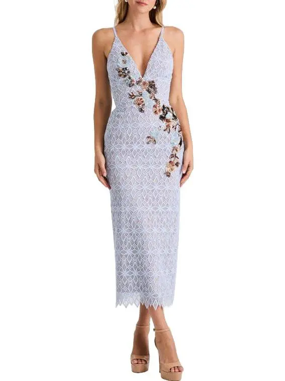HELSI Martine Floral Appliqué Lace Midi Dress - Sky