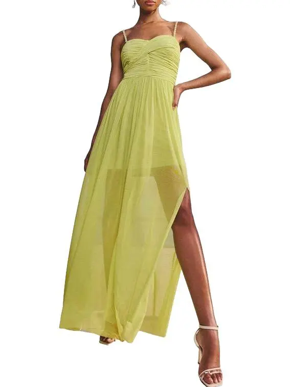 LIPSY Embellished Strap Ruched Maxi Dress - Green