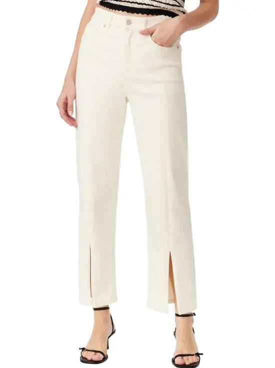 Habitual High-waist Slit Hem Denim Jeans - Eggshell
