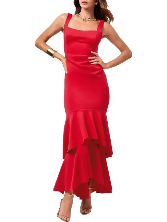 LIPSY Tie Ruffle Cocktail Dress - Red
