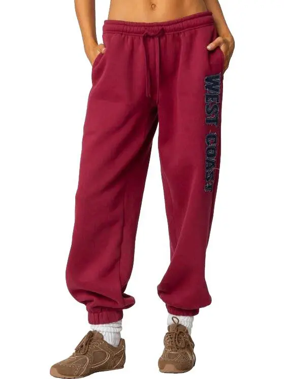 EDIKTED West Coast Sweatpants - Burgundy