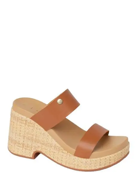 Reef Sunset Ibiza Platform Slide Sandal - Leather Brown