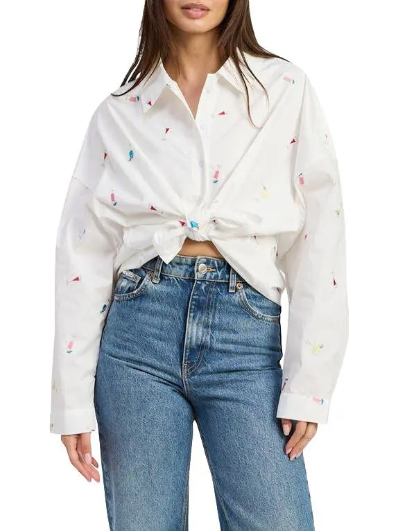EN SAISON Nellie Printed Button-up Shirt - White Pink Multi