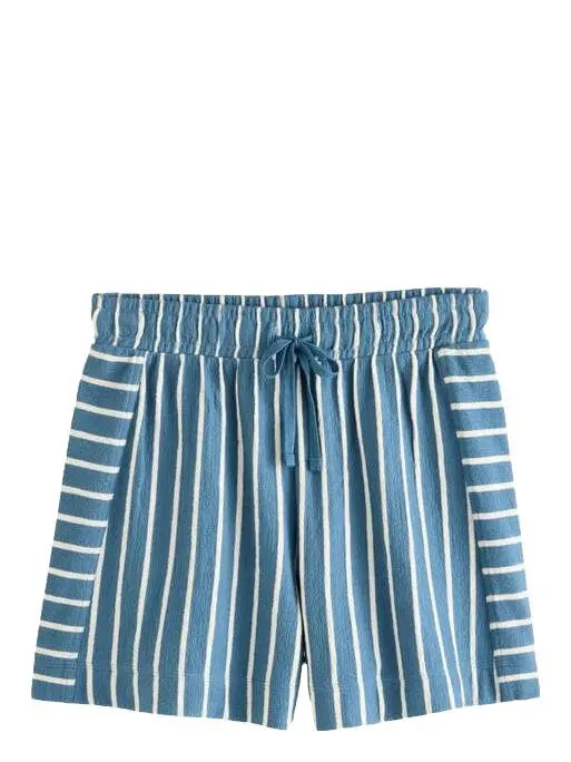 NEXT Cotton Terry Cloth Striped Shorts - White