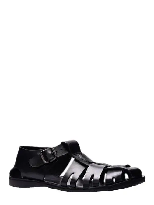 A. VEER Santorini Fisherman Sandal - Black Leather