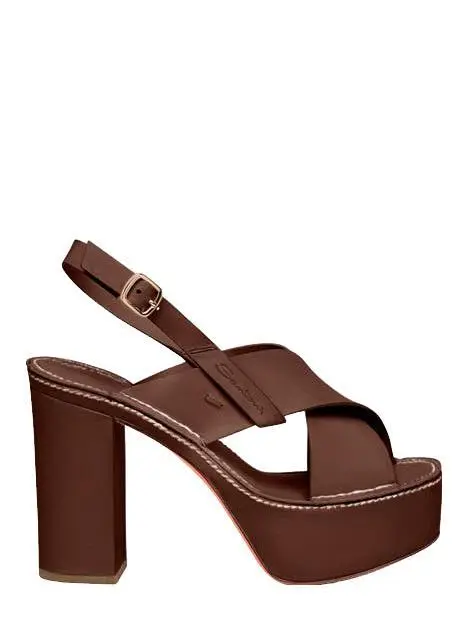 Santoni Leather High-heel Sandal - Dark Brown