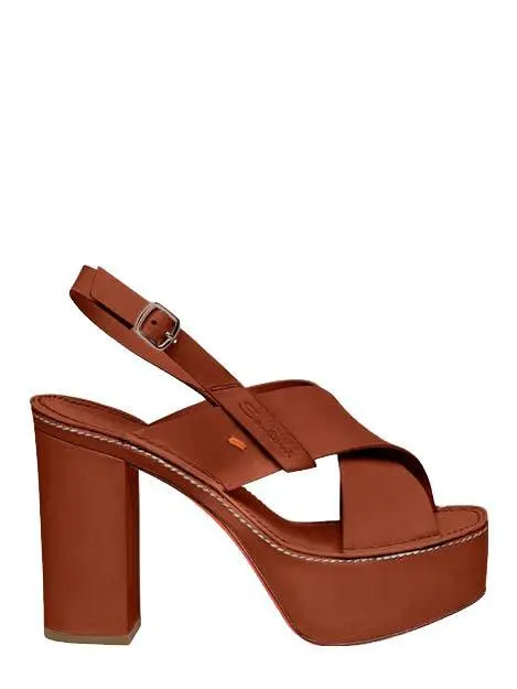 Santoni Leather High-heel Sandal - Light Brown