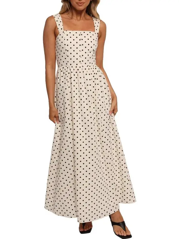 PETAL & PUP Polka Dot Maxi Dress - White Polka Dot