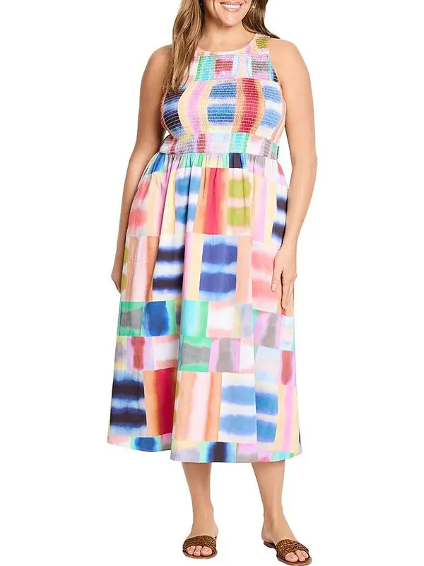 NIC+ZOE Portofino Anna Tiled Print Dress - Pink Multi
