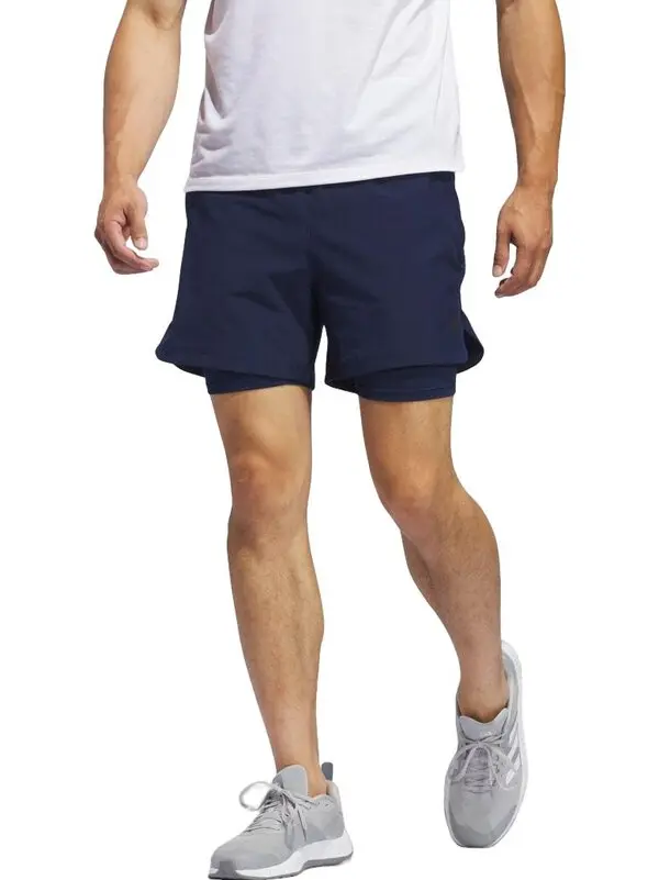 Adidas Axis 2-in-1 Woven Training Shorts - Team Navy Blue 2