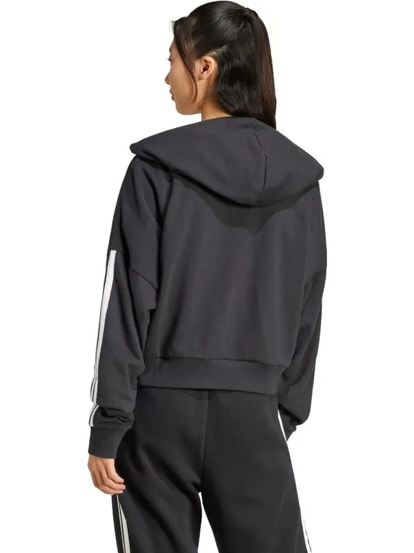Adidas Essentials 3-stripes French Terry Quarter-zip Hoodie - Black / White