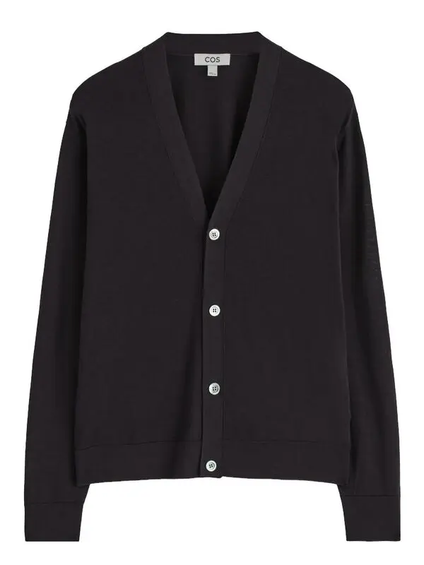 Cos Knitted Silk V-neck Cardigan - Brown