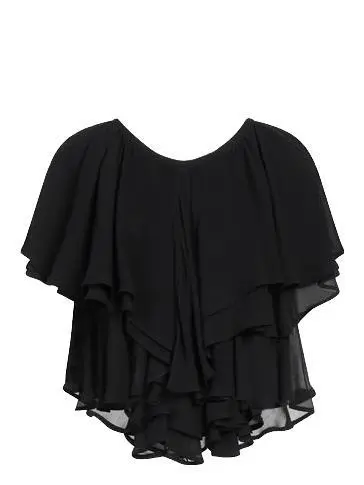 DONDUP Ruched Georgette Top - Black
