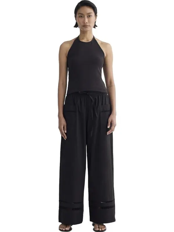 Everlane Lace Trim Wide-leg Pant - Black