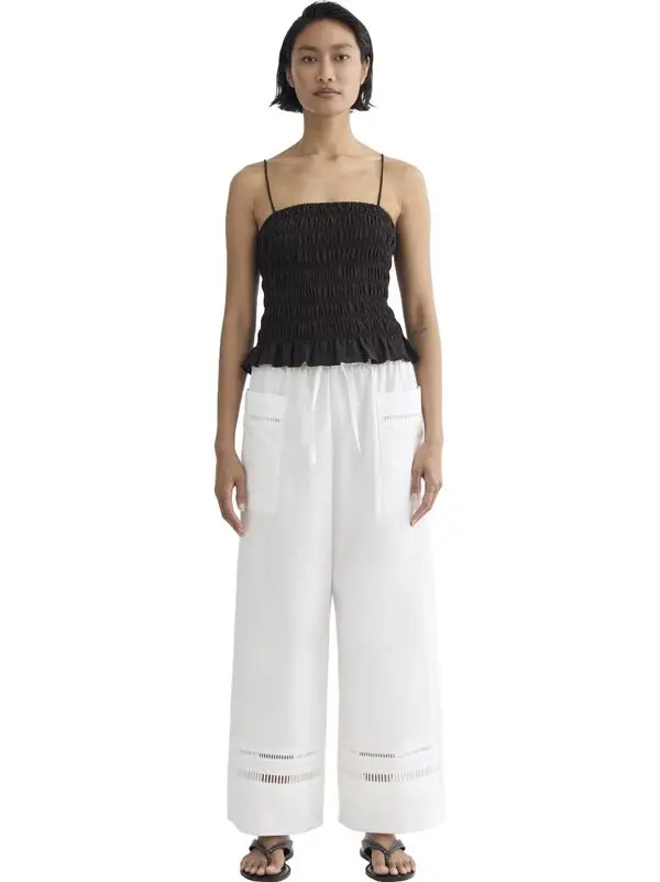 Everlane Lace Trim Wide-leg Pant - White