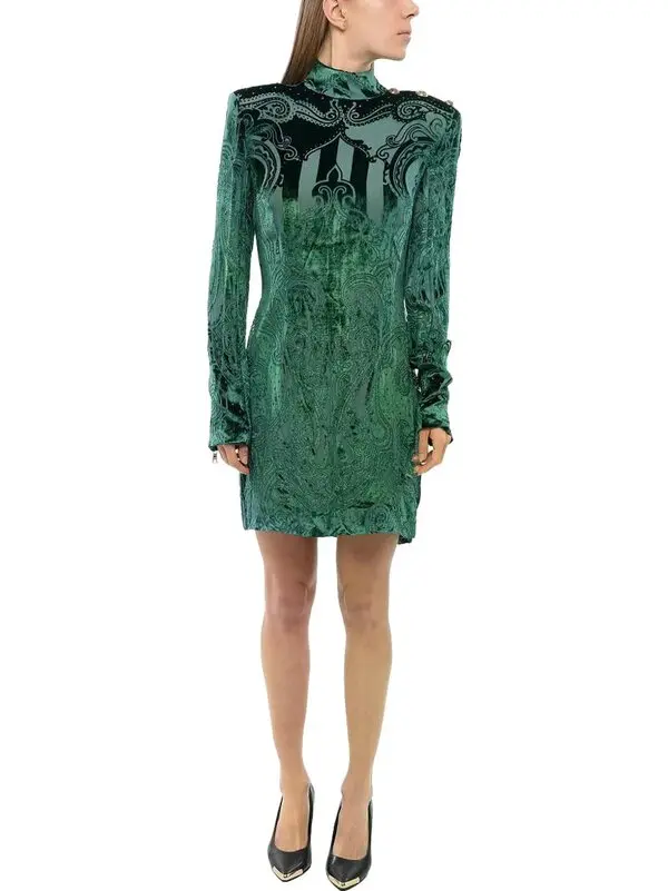 Balmain Velvet Finish Dress - Green