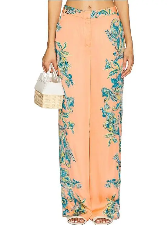 Hemant & Nandita Straight Pants With Buckle Belt - Pink Blue Mix