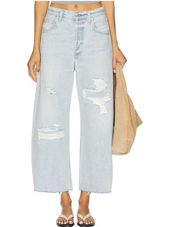 Citizens Of Humanity Ayla Crop Jeans With Cut Hem - Vaquero